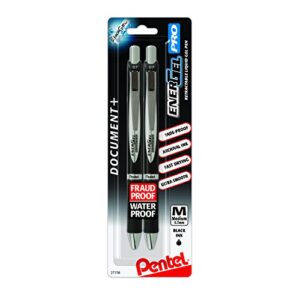 pentel energel pro permanent gel ink pen, (0.7mm) medium point, black ink, 2-pk (blp77bp2a)