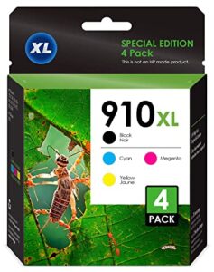 inkjetsclub compatible replacement for hp 910xl high yield ink cartridges. works with officejet pro 8015 8025 8028 8035 8022 8024 printers. 4 pack (black, cyan, magenta, yellow)