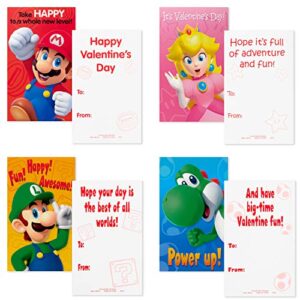 Hallmark Valentines Day Cards for Kids and Mailbox for Classroom Exchange, Super Mario Bros (1 Box, 32 Valentine Cards, 35 Stickers, 1 Teacher Card)