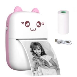 greaked mini printer portable pocket thermal printer with rolls paper usb cable, bluetooth wireless smart printer for retro-style photos pictures receipts study notes labels lists memo