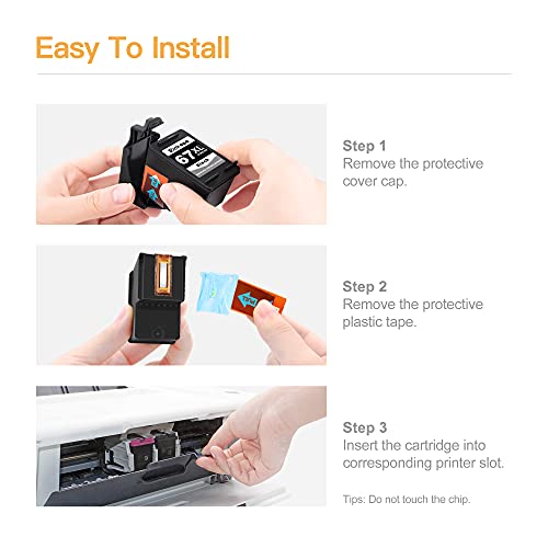 E-Z Ink (TM Ink Cartridge Replacement for HP 67XL 67 XL for DeskJet 2755e 4155e 2722 2752 2752e Envy Pro 6455 6458 6475 Envy 6455e 6055 6055e 6075 DeskJet Plus 4122 4132 4155 (2 Black)