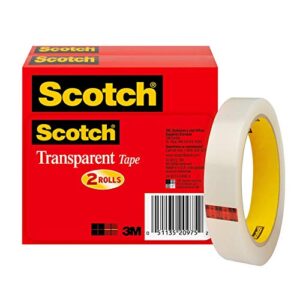 scotch transparent tape, 3/4 in x 2592 in, 2 boxes/pack (600-2p34-72)