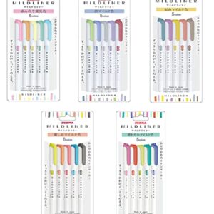 Zebra MildLiner Complete Set 25 Vibrant Colors Great for Text Highlighting, Kids, Office, College, School (WKT7-5C WKT7-5C-NC WKT7-5C-RC WKT7-N-5C WKT7-5C-HC)