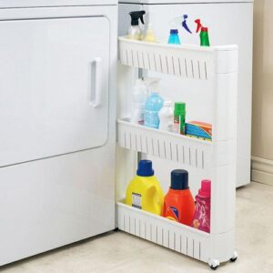 modern home narrow sliding storage organizer rack