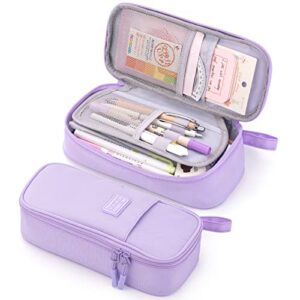 cicimelon durable pen pencil case big storage pen pouch bag for school supplies office college teen girls adults, purple