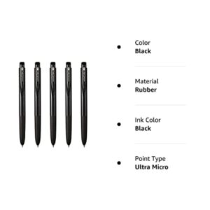 Uni-ball Signo RT1 Retractable Gel Ink Pen, Ultra Micro Point 0.28mm, Rubber Grip, Black Ink, UMN-155-28, Value Set of 5