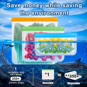 Reusable Food Storage Bags - 12 Count BPA Free Reusable Freezer Bags (2 Gallon & 5 Sandwich & 5 Snack Size Bags) Tangibay Leakproof Freezer Safe Bag for Meat Fruit Vegetable