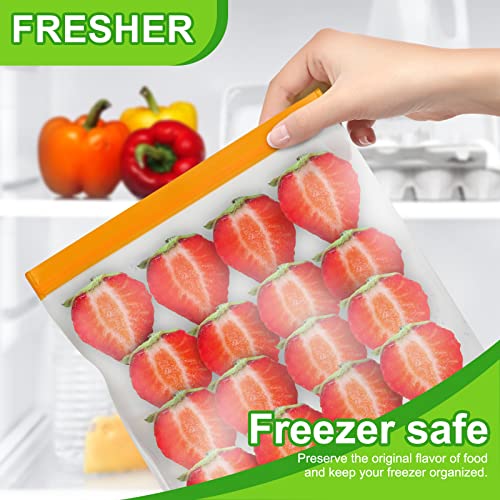 Reusable Food Storage Bags - 12 Count BPA Free Reusable Freezer Bags (2 Gallon & 5 Sandwich & 5 Snack Size Bags) Tangibay Leakproof Freezer Safe Bag for Meat Fruit Vegetable