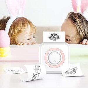 Portable Sticker Mini Printer - Bluetooth Pocket Printer for Customized Sticker, Wireless Photo Printer Compatible with Phone/Android, Thermal Printer for Photo Memo Study Note (10 Roll Paper,Pink)