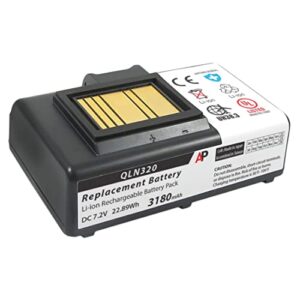 artisan power replacement battery for zebra qln320, qln220, zq500, zq510, zq520, zq610, & zq620 printers: 3180 mah