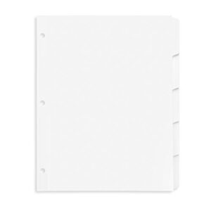 Blue Summit Supplies 3 Ring Binder Dividers with Reinforced Edge, 1/5 Cut Tabs, Letter Size, 3 Hole Punch Section Index Dividers for Binders, White, 100 Page Divider Pack