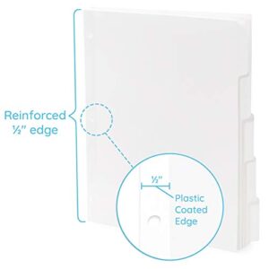 Blue Summit Supplies 3 Ring Binder Dividers with Reinforced Edge, 1/5 Cut Tabs, Letter Size, 3 Hole Punch Section Index Dividers for Binders, White, 100 Page Divider Pack