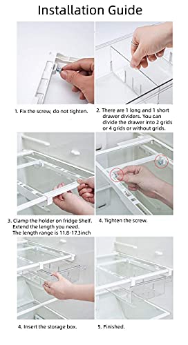 YekouMax Fridge Drawer Organizer, Refrigerator Organizer Bins, Pull Out with Handle, Fridge Shelf Holder Storage Box, Clear Container for Food,Drinks,Fit for Fridge Shelf Under 0.6" (1 Pack Medium)