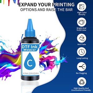 Welacer DTF Ink Premium 6x100ml Heat Transfer Ink Conversion Kit Refill for Epson L1800, R2400, L800, 1430, P400,P800,R2000,XP-15000 All DTF Printers,for DTF Film(White Cyan Magenta Yellow Black)