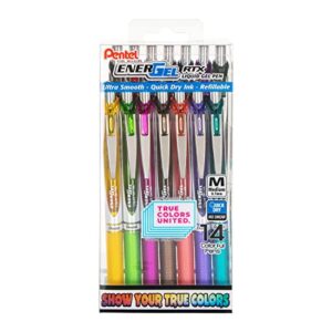 pentel energel rtx true colors united (0.7mm) medium line, assorted ink, 14 pack box (bl77pc14mtcu)