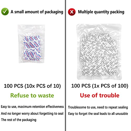 Oxygen Absorbers for Food storage 300CC, 100 PCS (10x PCS of 10) O2 Absorbers Food Grade for Mylar Bags, Canning ,Freeze Dryer, Dehydrated, and Preserved Foods - Long Term Storage