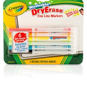 Crayola Dry Erase Markers, Fine Line, Classroom & School Supplies Assorted, 6 Pack