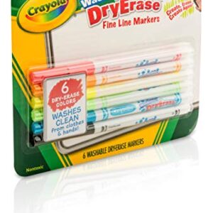 Crayola Dry Erase Markers, Fine Line, Classroom & School Supplies Assorted, 6 Pack