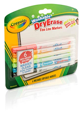 Crayola Dry Erase Markers, Fine Line, Classroom & School Supplies Assorted, 6 Pack