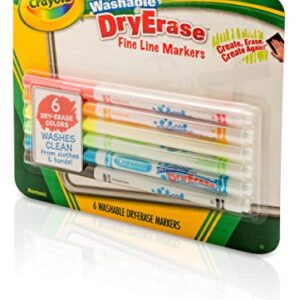 Crayola Dry Erase Markers, Fine Line, Classroom & School Supplies Assorted, 6 Pack