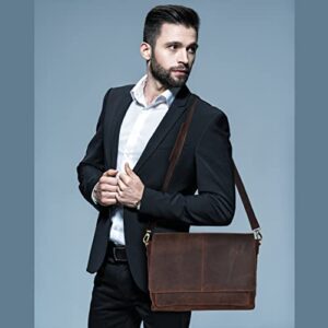 Real Leather Messenger Bag for Men and Women - Laptop Briefcase Bag For College, Office, Adjustable Shoulder Strap Satchel