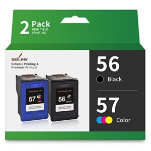 sailner remanufactured ink cartridge replacement for hp 56 57 ink cartridge combo pack use with photosmart 7760 7960 7660 deskjet f4180 5650 officejet 5510 4255 psc 2410 1350 printer black color 56 57