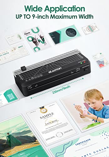 A4 Laminator, 9 inches Laminator Machine Built in Paper Trimmer with 30pcs Thermal Laminating Pouches Sheets, Corner Rounder, 70s Fast Warm-up, Portable Personal Laminator for Home/Office/School