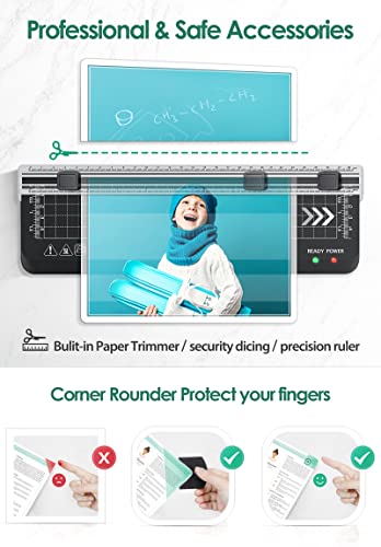 A4 Laminator, 9 inches Laminator Machine Built in Paper Trimmer with 30pcs Thermal Laminating Pouches Sheets, Corner Rounder, 70s Fast Warm-up, Portable Personal Laminator for Home/Office/School