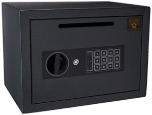 drop safe – digital safe compact steel money security box with keypad – deposit cash easily – for home or business by paragon safe – black