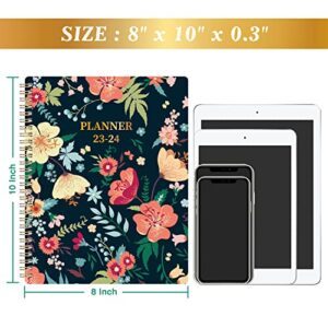 Planner 2023-2024 - July 2023 - June 2024, Academic Planner/Calendar 2023-2024, 2023-2024 Planner Weekly and Monthly with Printed Tabs, 8" x 10", Flexible Cover, Thick Paper, Perfect Daily Organizer - Floral