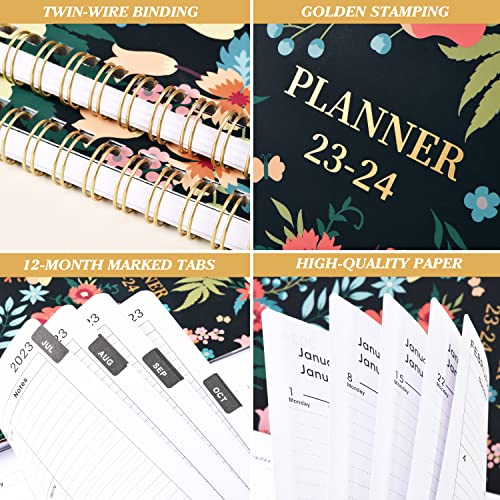 Planner 2023-2024 - July 2023 - June 2024, Academic Planner/Calendar 2023-2024, 2023-2024 Planner Weekly and Monthly with Printed Tabs, 8" x 10", Flexible Cover, Thick Paper, Perfect Daily Organizer - Floral