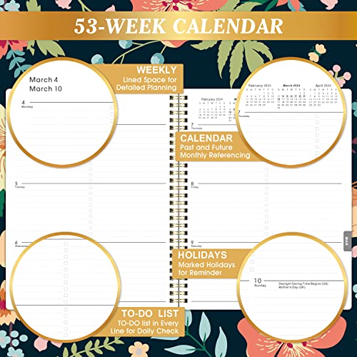 Planner 2023-2024 - July 2023 - June 2024, Academic Planner/Calendar 2023-2024, 2023-2024 Planner Weekly and Monthly with Printed Tabs, 8" x 10", Flexible Cover, Thick Paper, Perfect Daily Organizer - Floral