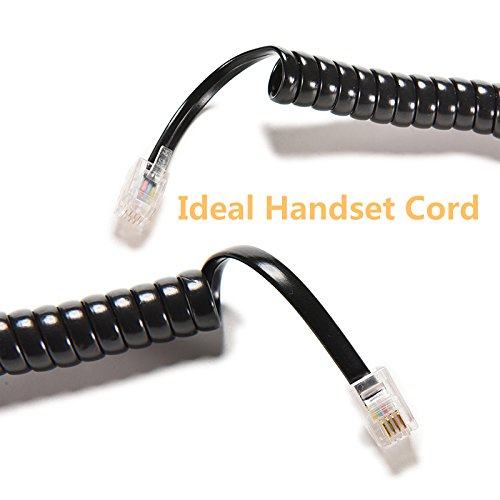 Uvital Telephone Phone Handset Cable Cord, Coiled Length 0.72 to 6 Feet Uncoiled Landline Phone Handset Cable Cord RJ9/RJ10/RJ22 4P4C(Black) (6ft)