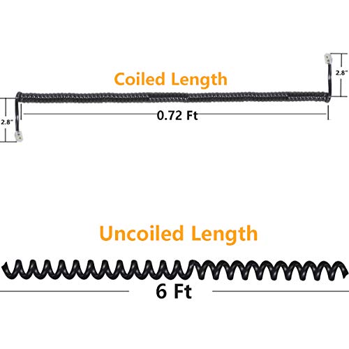 Uvital Telephone Phone Handset Cable Cord, Coiled Length 0.72 to 6 Feet Uncoiled Landline Phone Handset Cable Cord RJ9/RJ10/RJ22 4P4C(Black) (6ft)