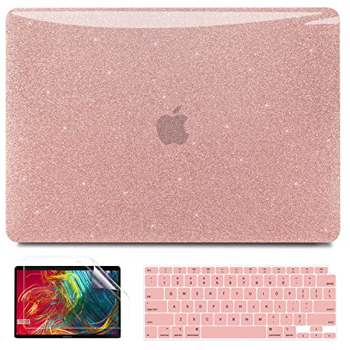 Anban Compatible with MacBook Air 13 inch Case 2022 2021 2020 2019 2018 Release A2337 M1 A2179 A1932 with Touch ID, Glitter Smooth Plastic Hard Shell Case + Keyboard Cover,MacBook Air 2021 Case Retina