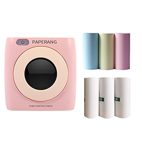 TZH PAPERANG P2 Portable Printer, Mini Bluetooth Wireless Sticker Printer Thermal Printer Compatible with Android + iOS with 3 Rolls Sticker and 3Rolls Colorful Sticker 300 DPI (Pink) 80*80*40mm