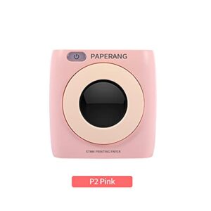 TZH PAPERANG P2 Portable Printer, Mini Bluetooth Wireless Sticker Printer Thermal Printer Compatible with Android + iOS with 3 Rolls Sticker and 3Rolls Colorful Sticker 300 DPI (Pink) 80*80*40mm