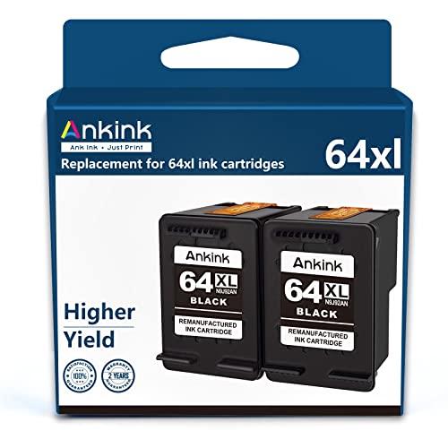 Ankink Higher Yield 64XL 2 Black Combo | XLarge Replacement for HP 64xl Black Ink Cartridges | HP 64 XL Fit for Envy Photo 6255 6400 7100 7155 7164 7800 7855 7858 Tango X Terra Printer | HP64 HP64XL