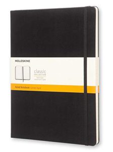 moleskine classic notebook, hard cover, xl (7.5″ x 9.5″) ruled/lined, black, 192 pages