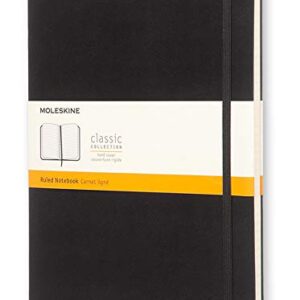 Moleskine Classic Notebook, Hard Cover, XL (7.5" x 9.5") Ruled/Lined, Black, 192 Pages