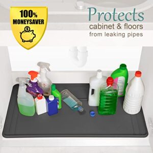 Famous Rhino - The Original Under Sink Mat - Silicone Waterproof mat, Adjustable, Easy to Clean, Kitchen cabinet liner, Disifenction Surface - 34" x 22" or smaller