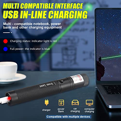 LUEIIN Green Laser Pointer, Long Range Laser Pointer 10000 Feet Visible Beam, Rechargeable Green Laser Pointer High Power for Presentations