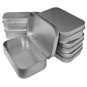 6 pcs metal hinged tin box container mini portable small storage container kit with lid for home storage 3.7×2.3×0.8 inch, silver