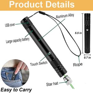 Long Range Green Laser Pointer, Green Laser Pointer High Power, Laser Pointer Powerful High Power Laser Pointer, USB Rechargeable Laser Pointer for Outdoor Hunting in Camping and Hiking