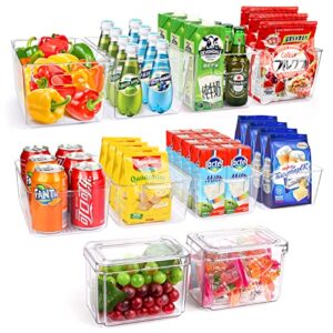 set of 10 refrigerator pantry organizer bins, clear plastic food storage bins for kitchen, countertops, cabinets, fridge, freezer, bedrooms, bathrooms, clear plastic pantry storage containers