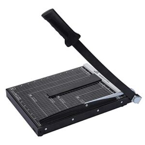 isdir paper cutter guillotine, 12 inch paper cutting board, 12 sheets capacity, heavy duty metal base, dual paper guide bars, professional paper cutter and trimmer for home, office (12” black)