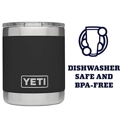 YETI Rambler 10 oz Lowball, Vacuum Insulated, Stainless Steel with MagSlider Lid, Black