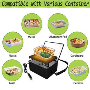 ROTTOGOON Portable Oven, 12V Car Food Warmer Portable Personal Mini Oven Electric Heated Lunch Box for Meals Reheating & Raw Food Cooking for Road Trip/Camping/Picnic/Family Gathering(Black)