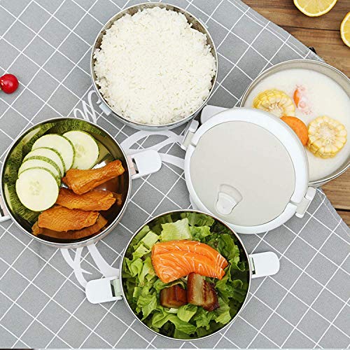 Bento Box Adult Lunch Box with Insulated Bag Spoon Fork, Stainless Steel Thermal Food Container 3-Tier Stackable Lunch Box for Adults Teens, Leak-proof Salad Snack Boxes for Work, School- Rainbow