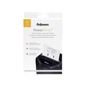 fellowes powershred performance paper shredder lubricant sheets with paper shredder oil lubricant for cross-cut and micro-cut paper shredders, 6 x 8.50 x 0.031 inch, 10-pack